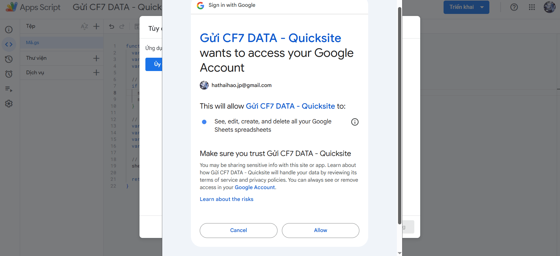 QS • Hướng dẫn kết nối Contact Form 7 với Google Sheet